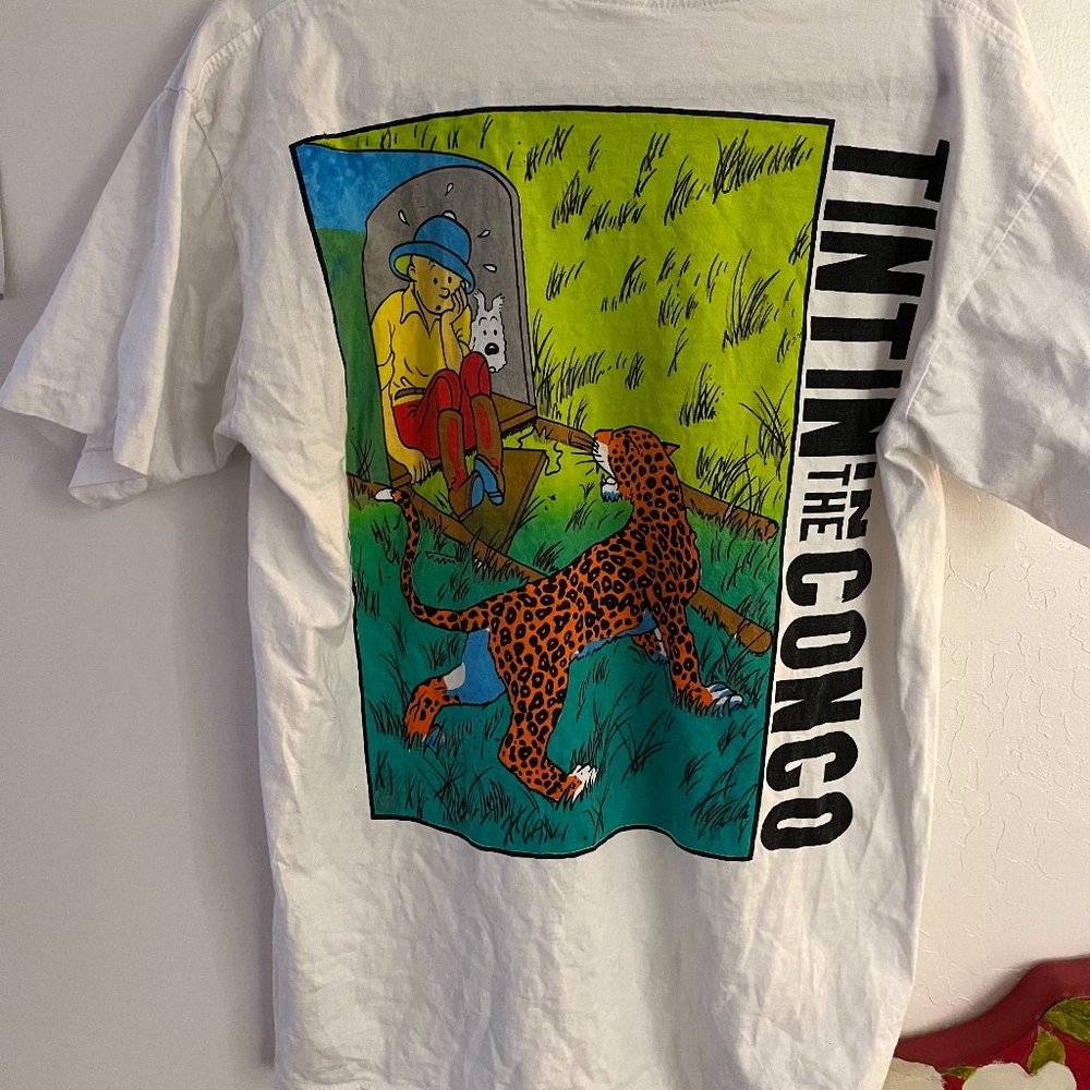 100% Authentic Tintin Of The Congo Cartoon Back Print… - Gem